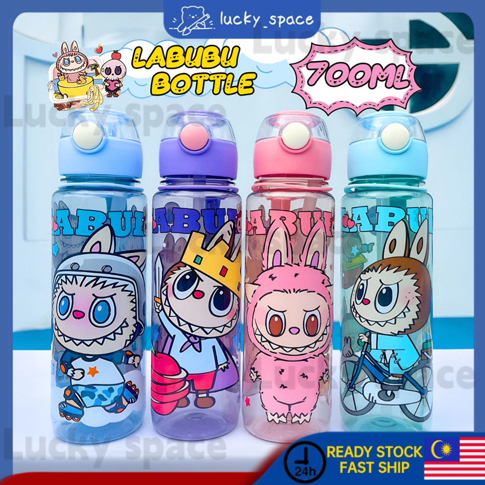 700ml Botol Air Labubu Water Bottle Kids Straw Bpa Free Botol ...