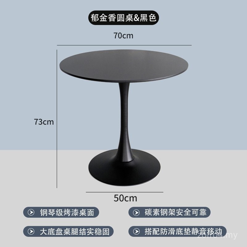 9u Simple Casual Balcony Small Round Black Painted Coffee Table Milk ...