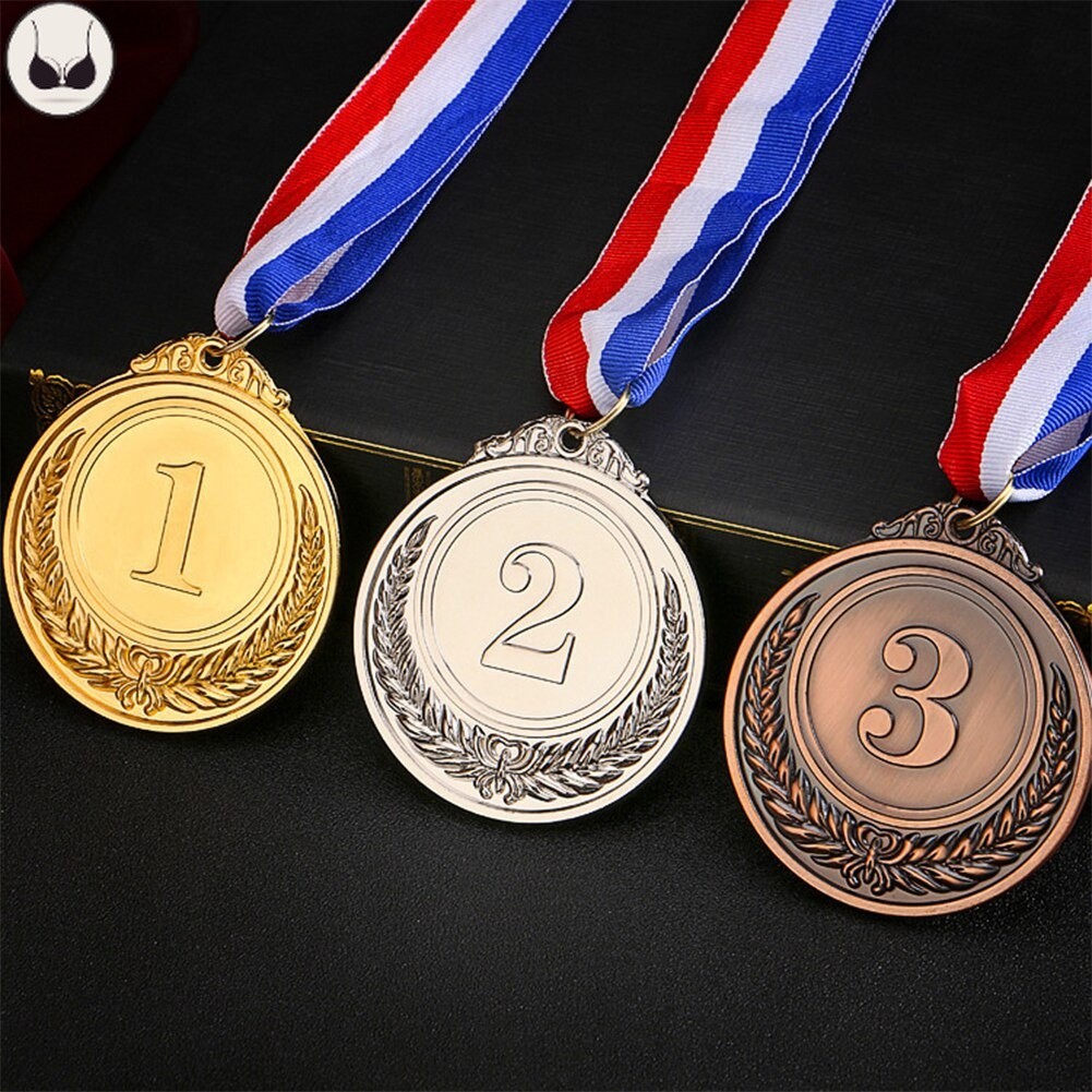 Gold Silver Bronze Award Medal With Ribbon Gold Winner Reward Badge ...