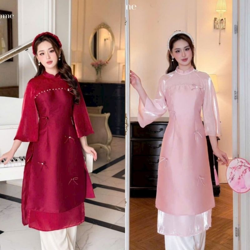 Innovative ao dai Set for women, traditional Vietnamese ao dai made of ...
