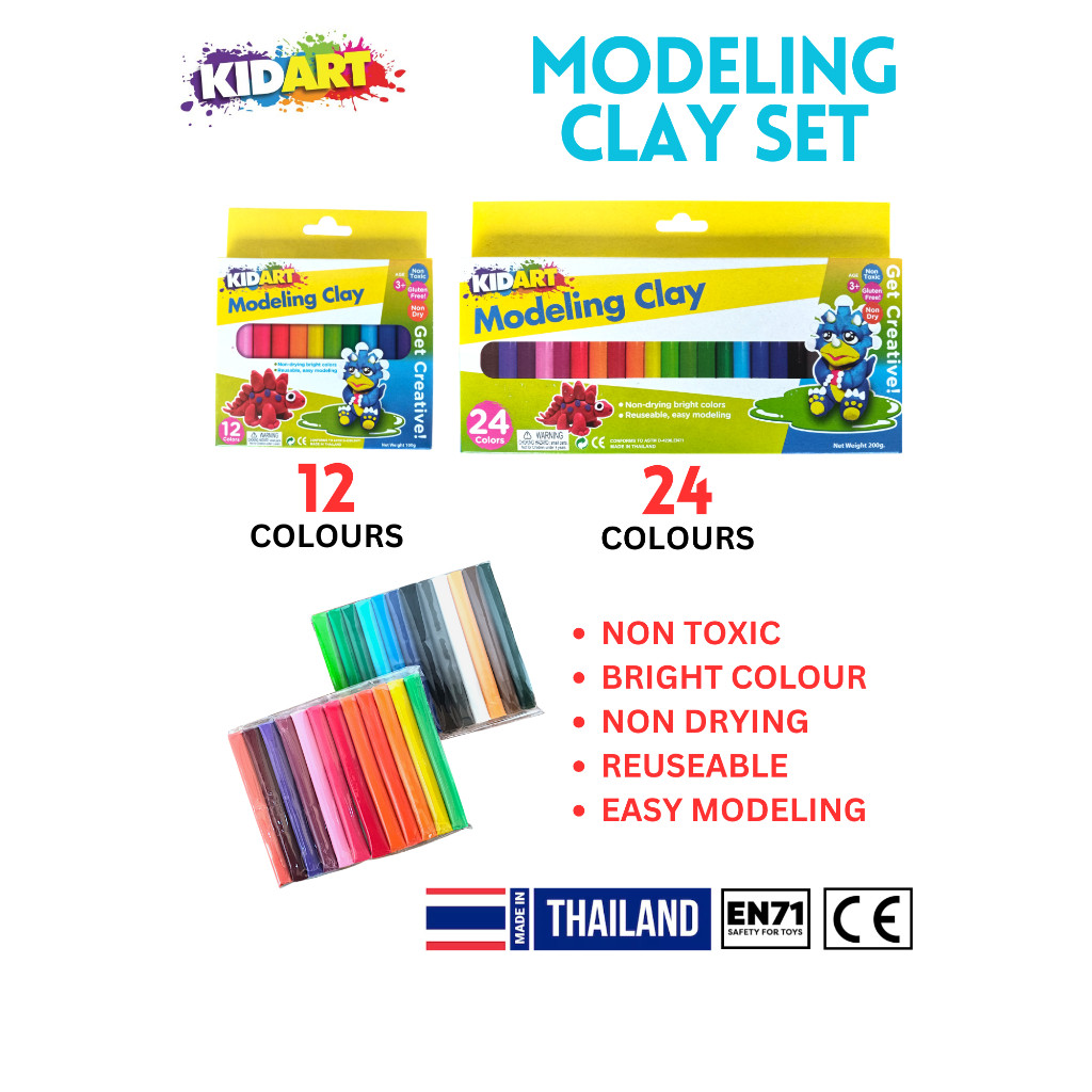 [ KIDART ] 100g/200g Modeling Clay Bar Colors Set | DIY Gift Set ...