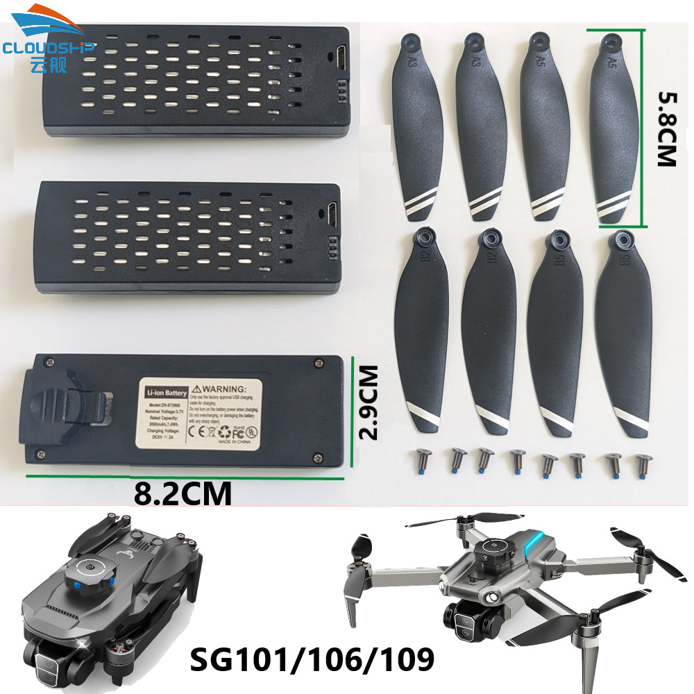 Upgraded 3.7V 2000 Mah Drone Battery Fits Sg101/Sg106/Sg109 Max Drone Lipo Backup Spares and ...