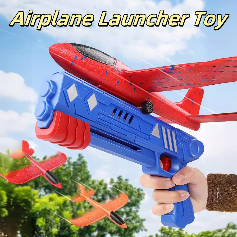 【hot】Kids Airplane Toy Throwing Foam Glider Toy Airplane Launcher Toy ...