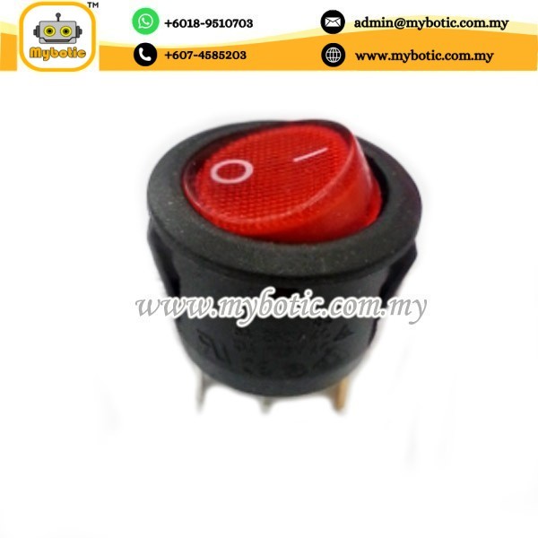 SPST Rocker Switch Round 3 Pins (with Red LED) | Shopee Malaysia