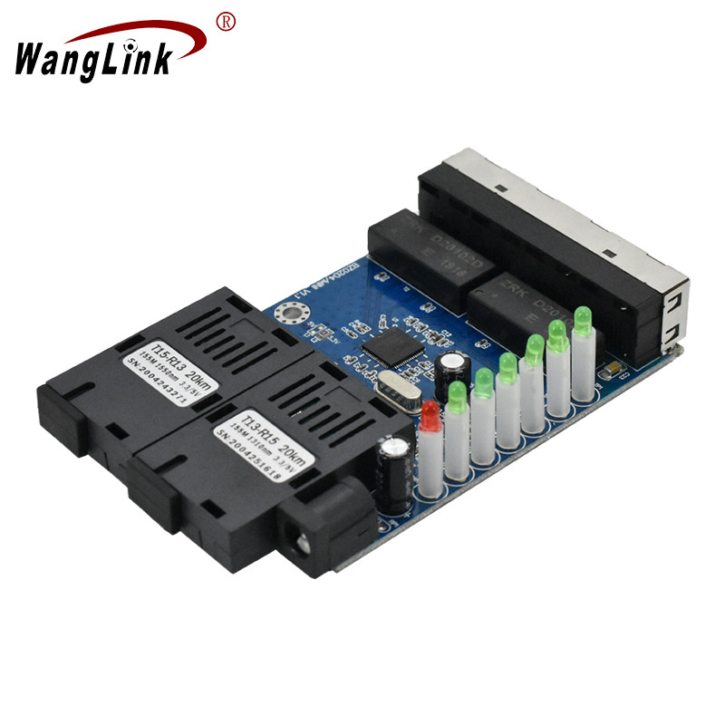 Wanglink 10/100M Single Mode fiber Ethernet Fiber switch 4 RJ45 2 SC ...