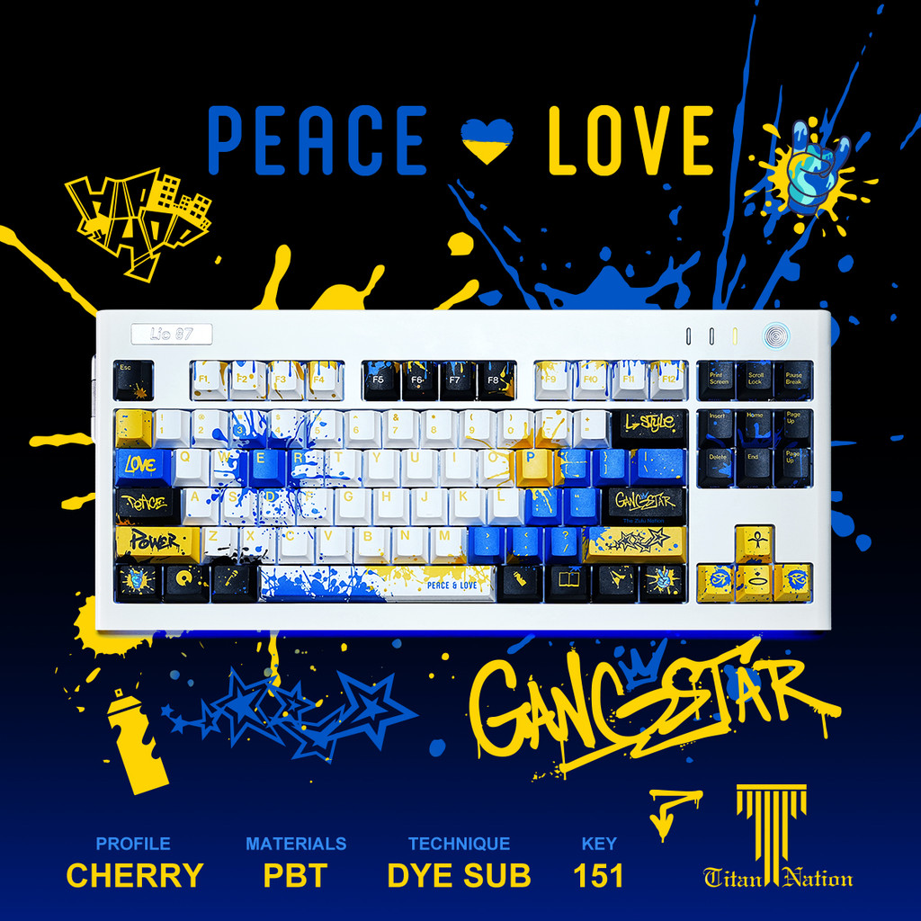 Titan Country PEACE & LOVE Theme Keycap 151 Keys PBT Original Factory ...