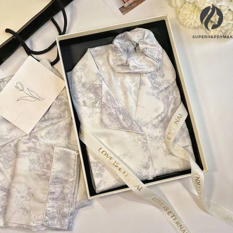 Pajamas Women Ice Silk Long-Sleeved 2025 Spring Autumn High-End ...
