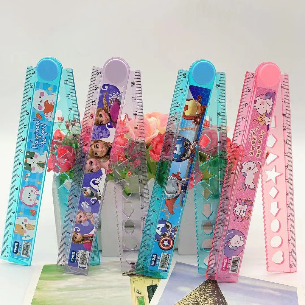 30cm Cartoon Ruler Folding Stationary Plastic Foldable Ruler Folding ...
