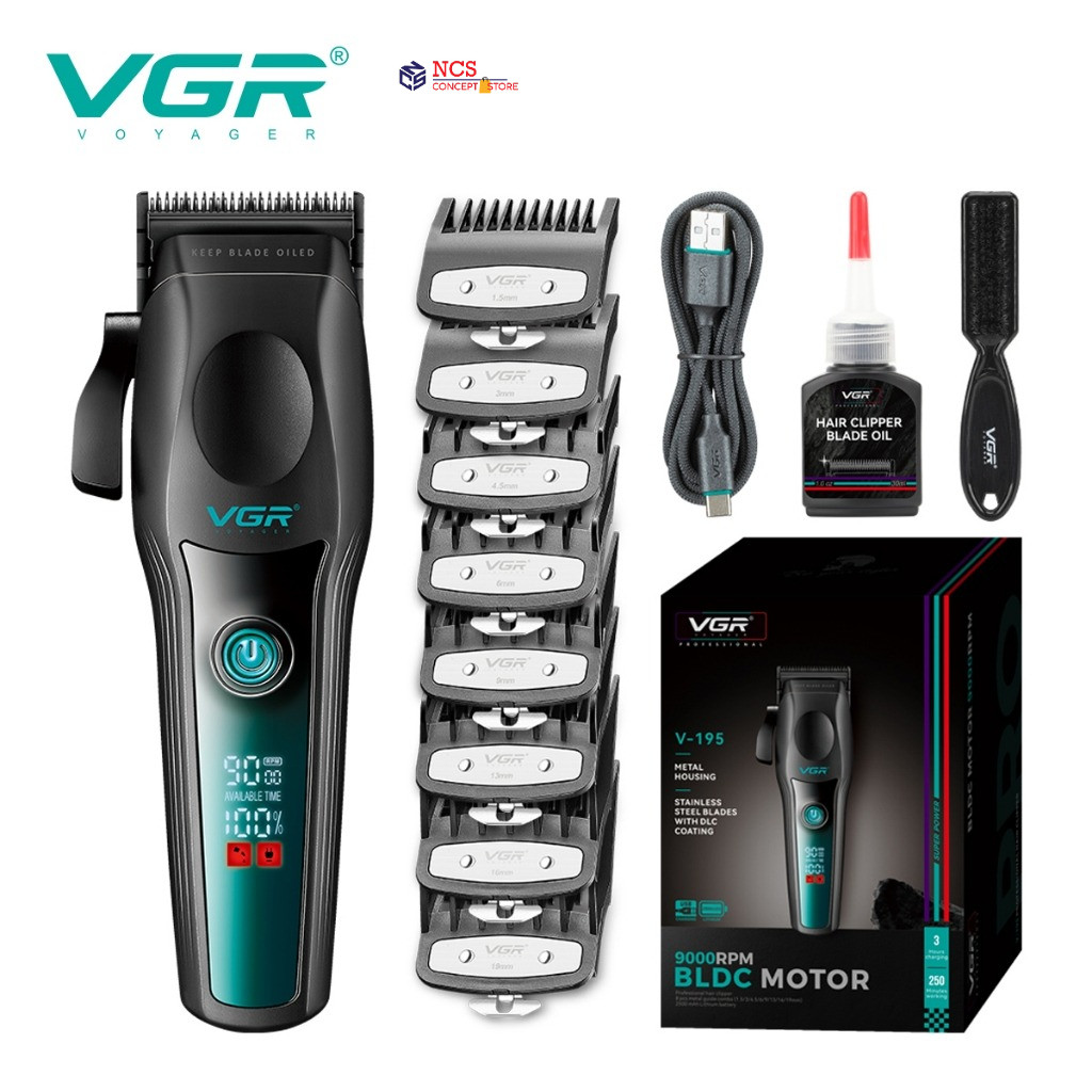 VGR V-195 9000RPM Hair Clipper Barber Saloon Professional Rechargeable ...