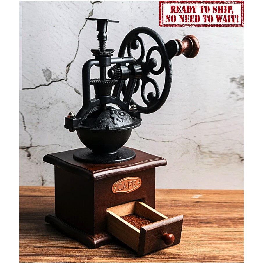 Retro big wheel Hand operated bean grinder coffee bean grinder ...