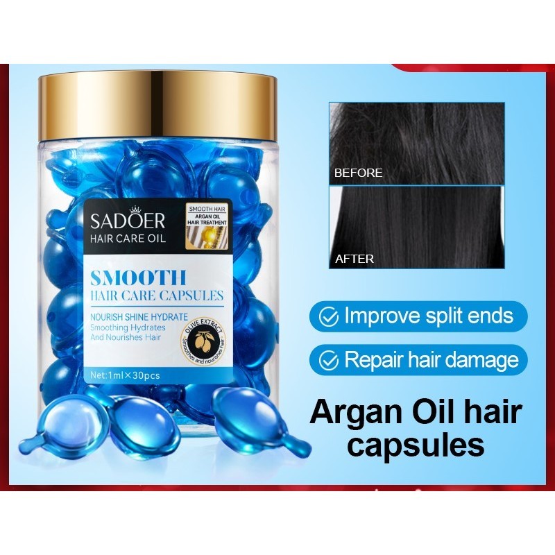 SADOER Argan Oil Olive Smooth Hair Care Capsules Repair and Strengthen ...