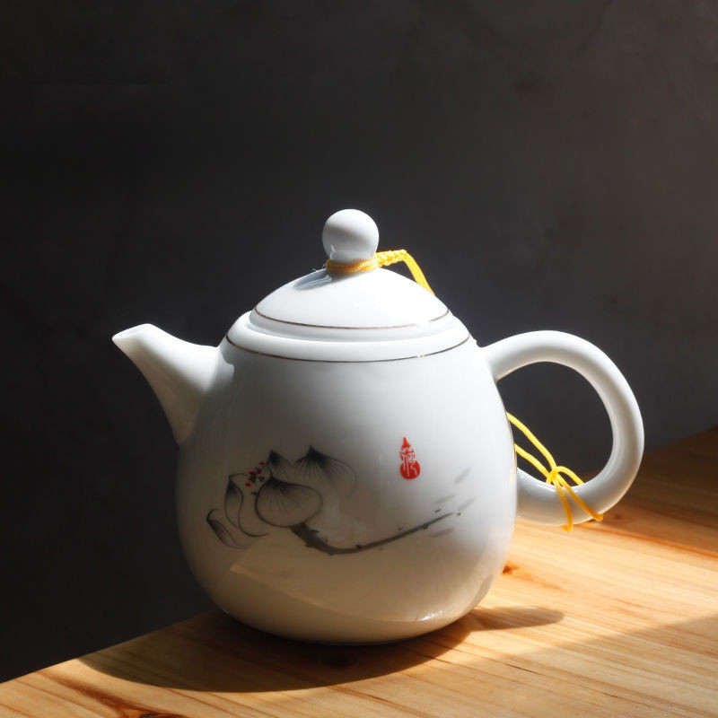 White Porcelain Teapot Single Pot Ceramic Tea Set Teapot 260ml Tea ...