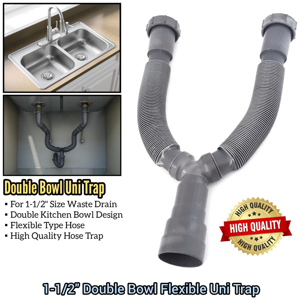 1-1/2 Inch Double Bowl Flexible Uni Trap Outlet Trap For Kitchen Sink ...