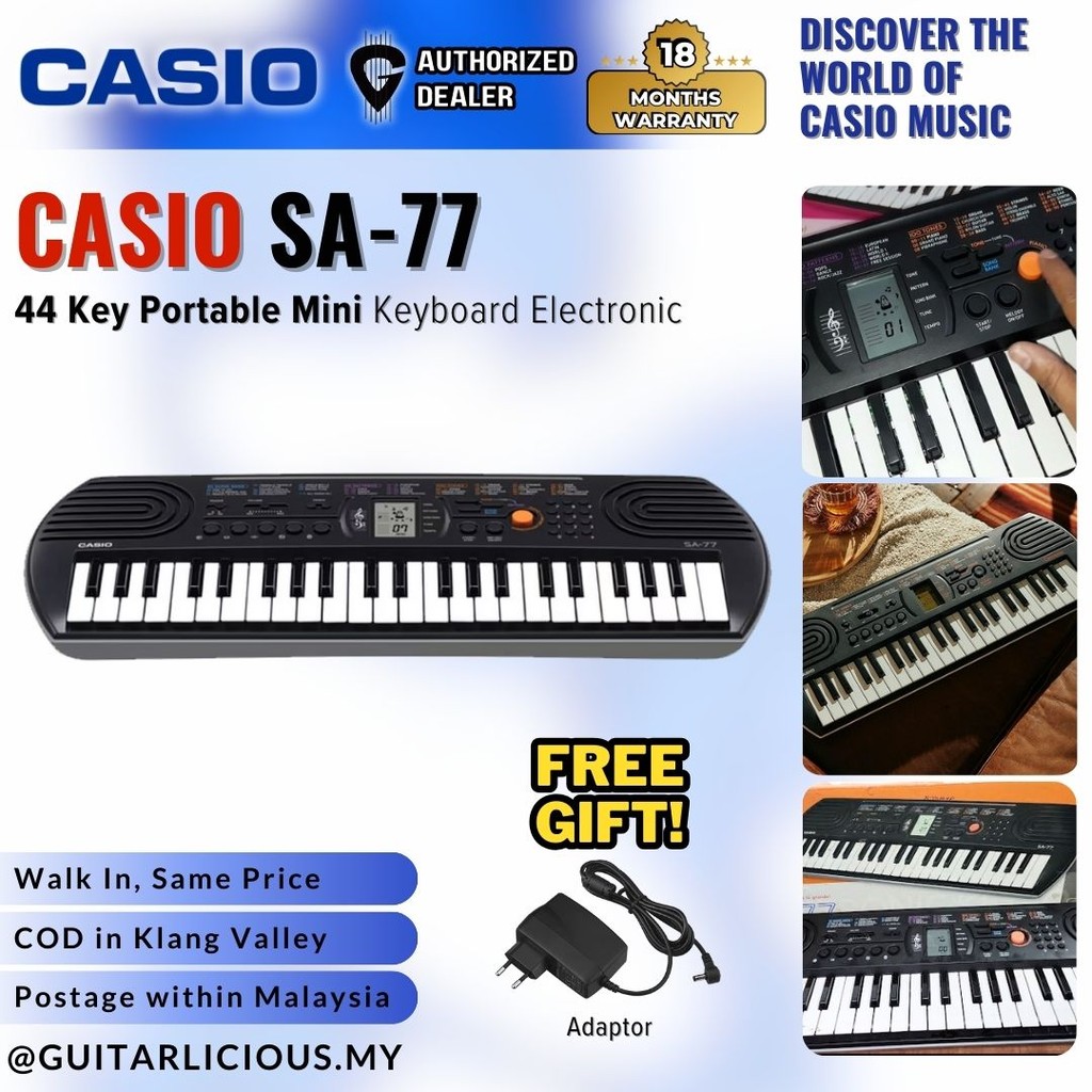 Casio SA-77 44 Key Portable Mini Keyboard Electronic Piano ( SA77 / SA ...