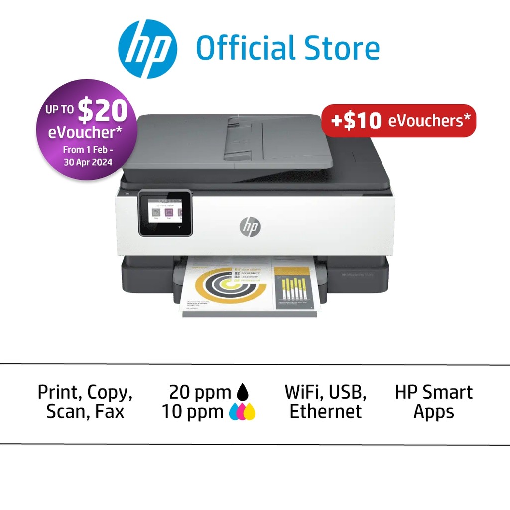 HP OfficeJet Pro 8020e All-in-One Wireless Color Inkjet / Print, Copy ...