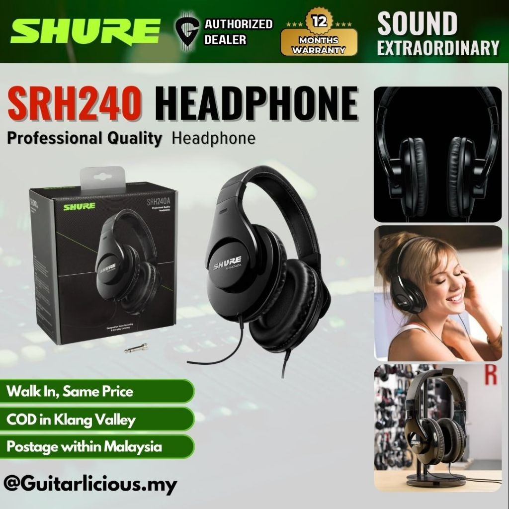 Shure SRH240 Professional Quality Headphones (SRH-240 / SRH240A ...