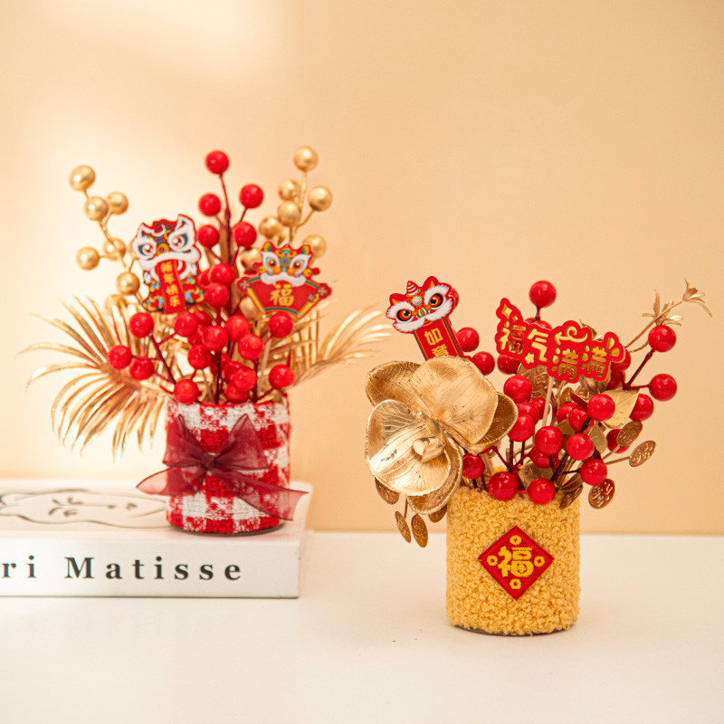 Spring Festival Table Ornaments Simulated Bonsai Living Room Decoration ...