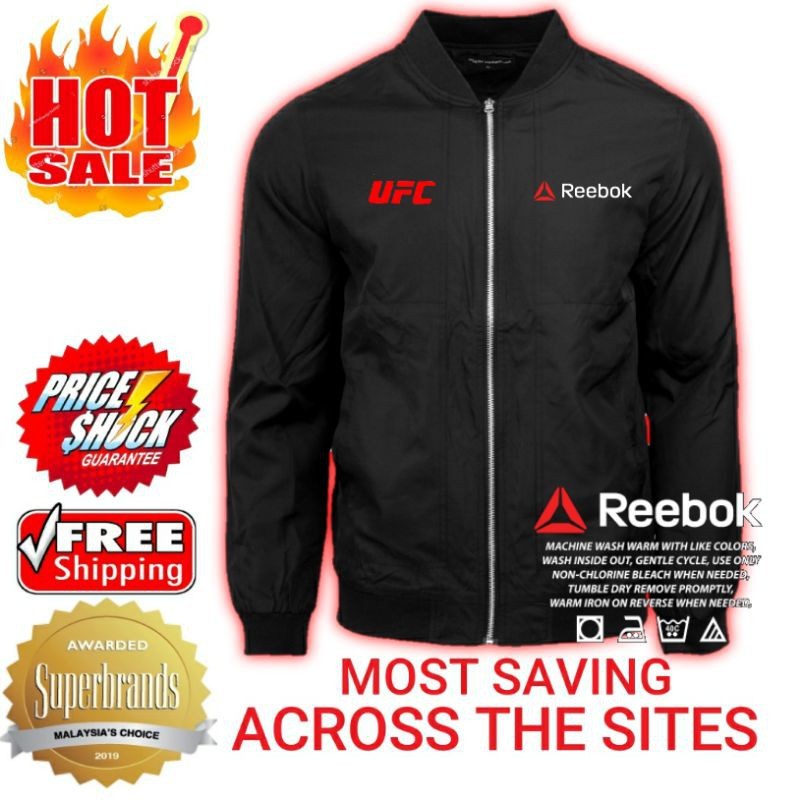 Super Premium: UFC Reebok Mens Long Sleeve Full Zipper Bomber Jacket ...