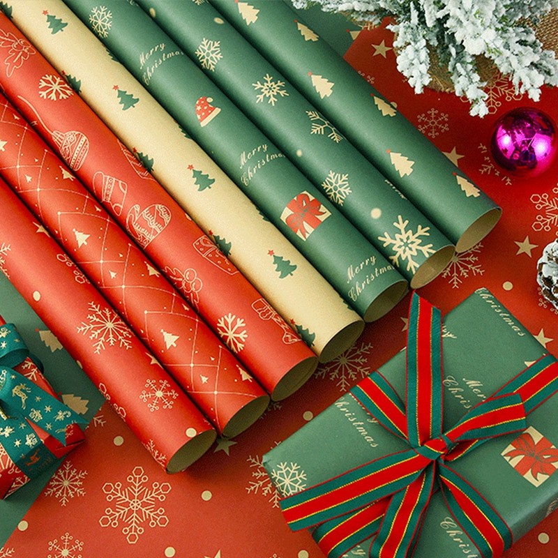 Colorful Gift Wrapping Paper Christmas Tree Pattern Gift Packaging ...