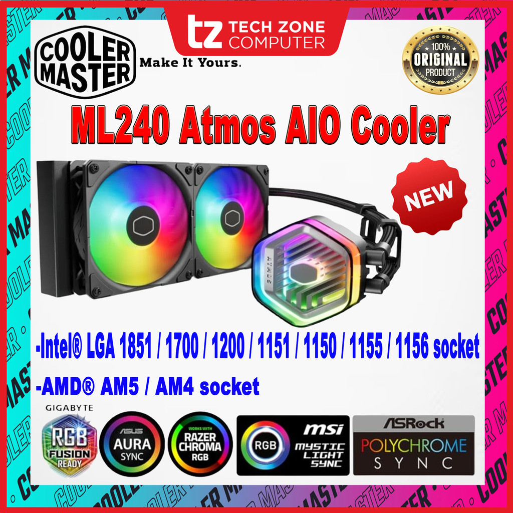 Cooler Master MasterLiquid ML240 Atmos AIO Cooler Black ( MLX-D24M ...