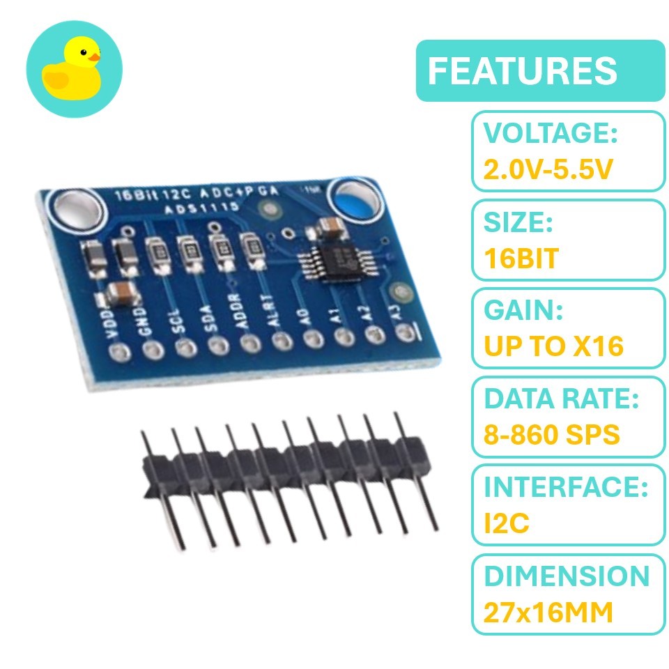 ADS1115 4 Channels 16 Bit ADC Analog To Digital Converter Module ...