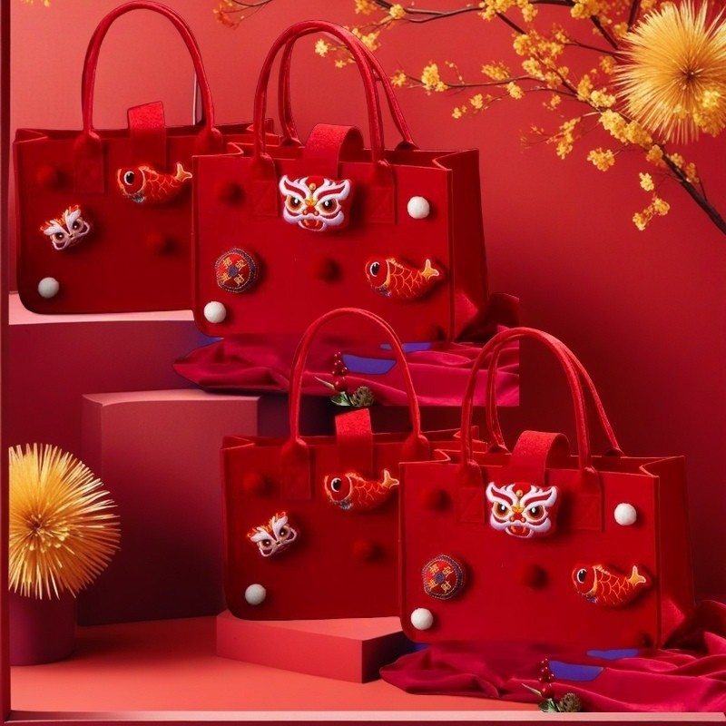 High Quality New Felt Handbag Chinese Style Wedding One-Month Birthday ...