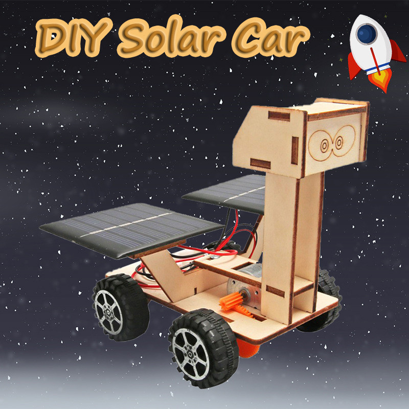Wooden Puzzle DIY Assembled Solar Powered Car Science Kit Assembly Toys ...