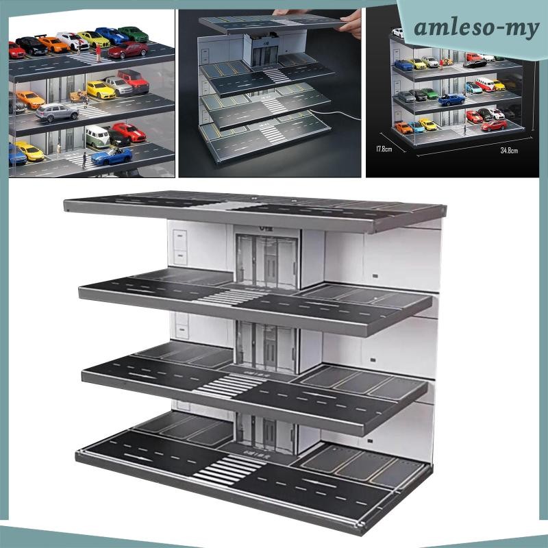[AmlesoMY] 1:64 Scale Parking Lot Vehicle Garage Showcase Four Decks ...