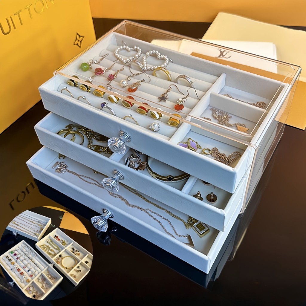 3 Lacy Jewelry Box Acrylic Jewelry Storage Box Women's Accessories ...
