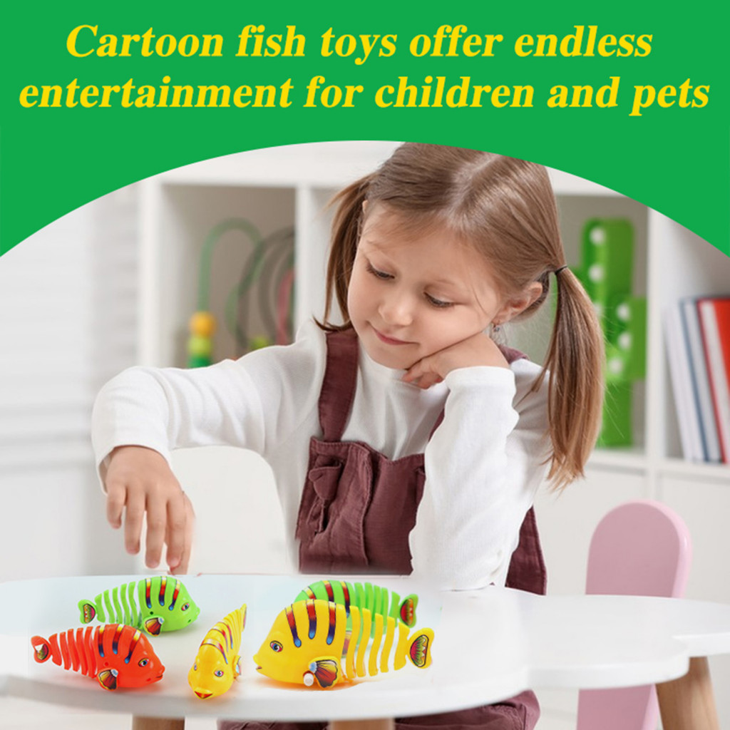 GA| Colorful Fish Toy Interactive Wind-up Wiggle Fish Toy Colorful ...