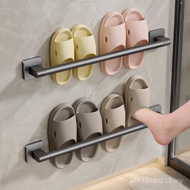 Bathroom Slippers Rack Organizer, Punch-free Strong Wall Hangin Shoe ...