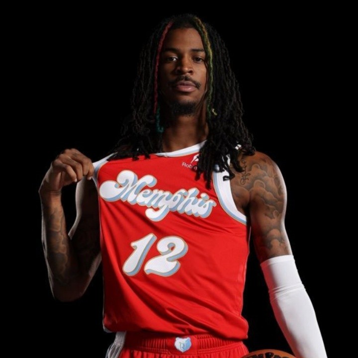 Men's Shirt 24/25 Grizzlies Basketball Jersey #12 Red Athlete Jersey ...