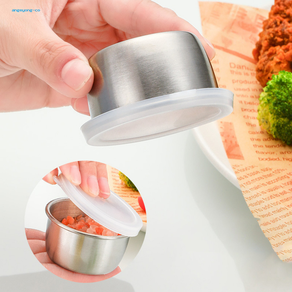 angeyong Sauce Dip Containers with Silicone Lids Stainless Steel Sauce ...