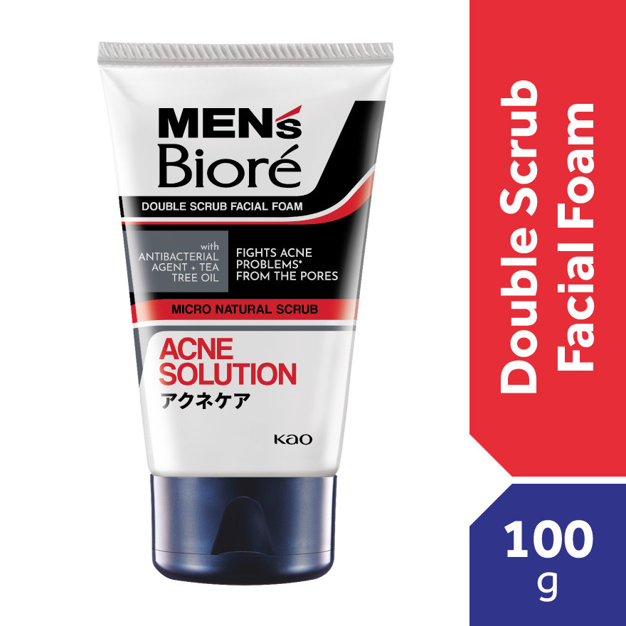 MEN'S BIORE Men'S Double Scrub Acne Solution 100g Face Wash | Shopee ...