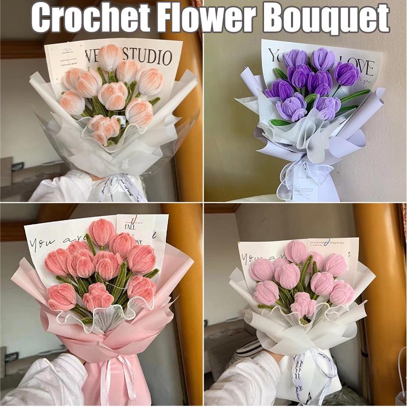 Soap Flower Bouquet Crochet Flowers Artificial Flower Valentine's Day Gift Birthday Graduation ...