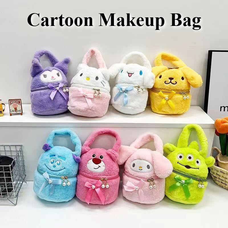Beg Comel🎀Sanrio Makeup Bag Cosmetic Fluffy Storage Plush Toy Cartoon ...