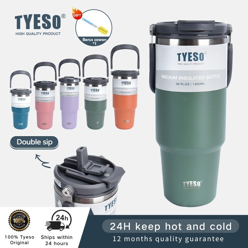 Original Tyeso Tumbler With Handle Vacuum Insulated Hot And Cold Thermo Flask 304 Stainless ...