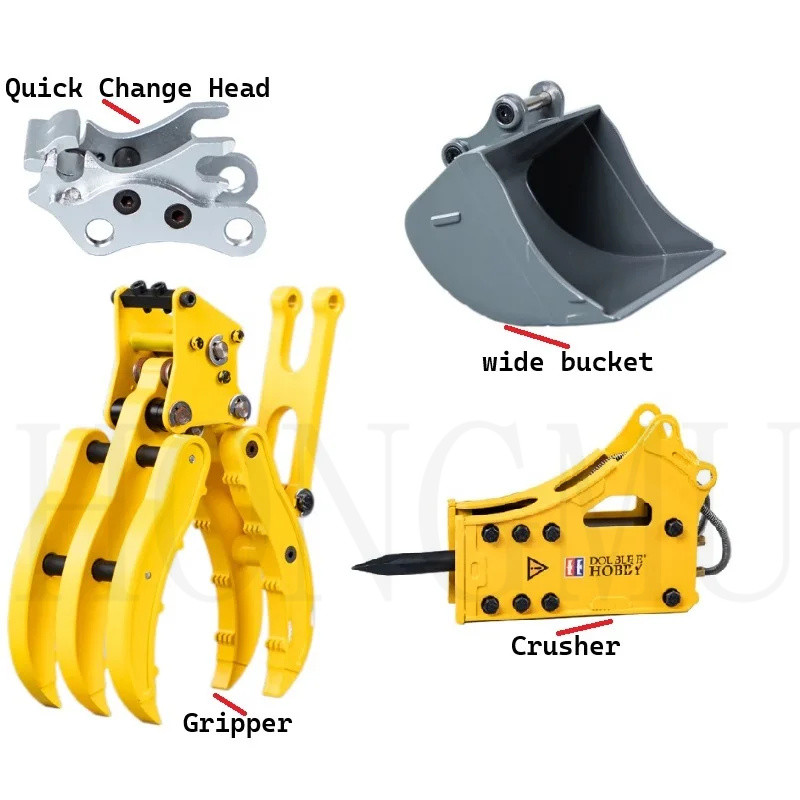 Double E EC160E Metal Quick Hitch Coupler/ Big Bucket/ Gripper/ Hammer ...