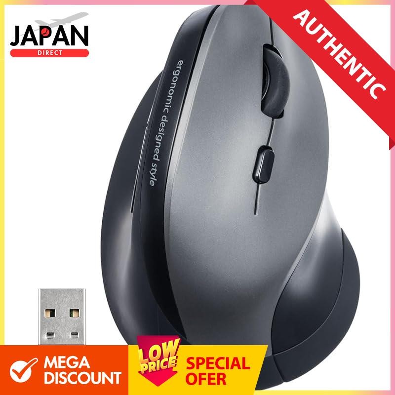 Sanwa Direct Ergonomic Mouse Wireless Tendonitis Prevention Blue LED 5 ...