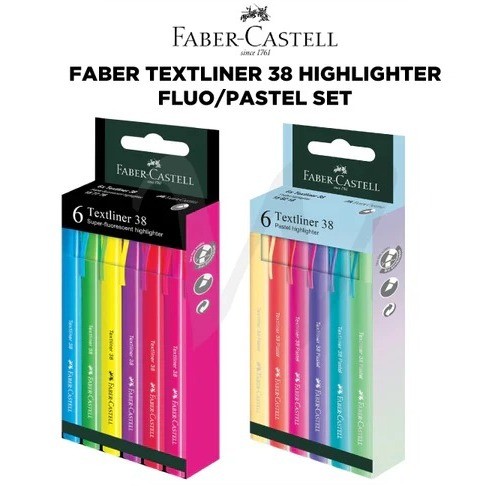 Faber-Castell Textliner 38 Super-Fluorescent / Pastel Assorted Colour ...