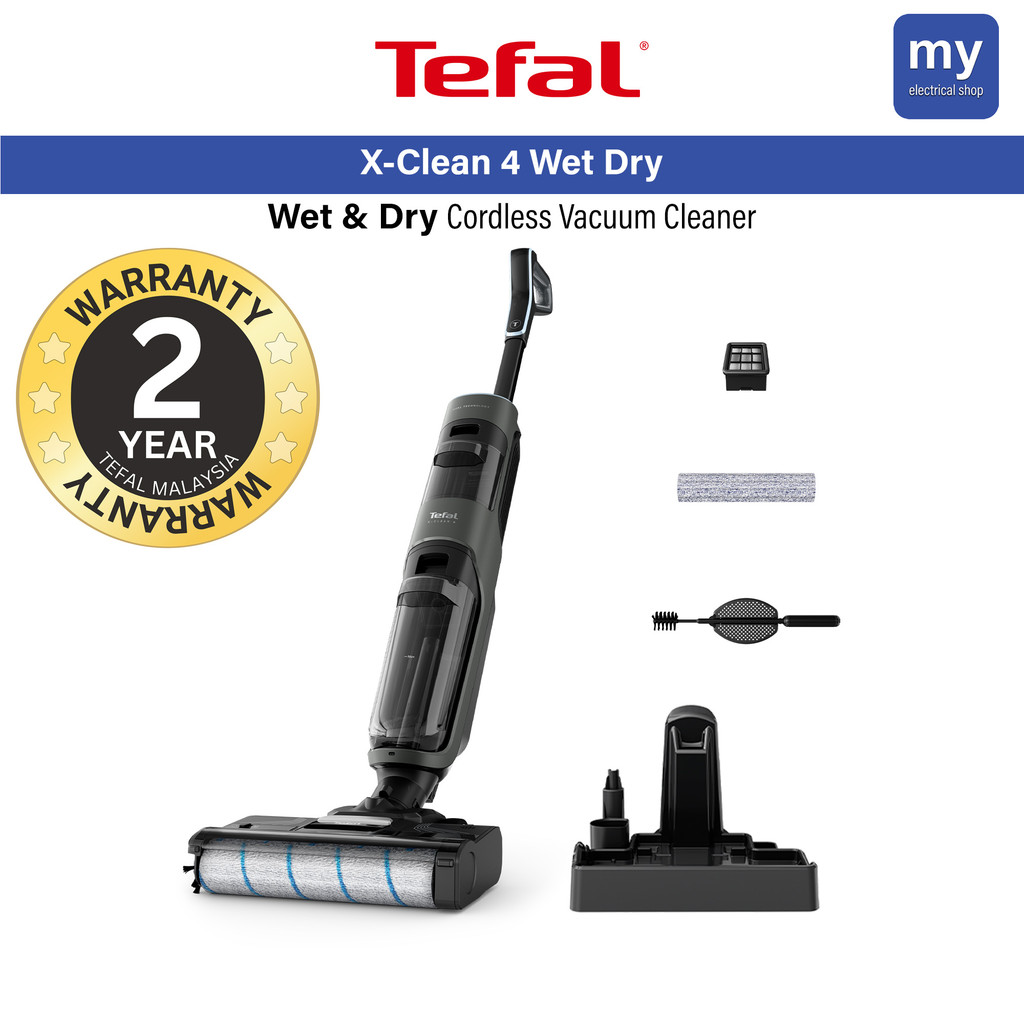 Tefal GF5035 X-Clean 4 Wet Dry Cordless Vacuum Cleaner mop Wet & Dry ...
