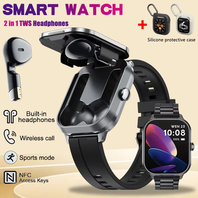 New 2 In 1 TWS Headset Blue Tooth Call Smart Watch Men Women Sports ...