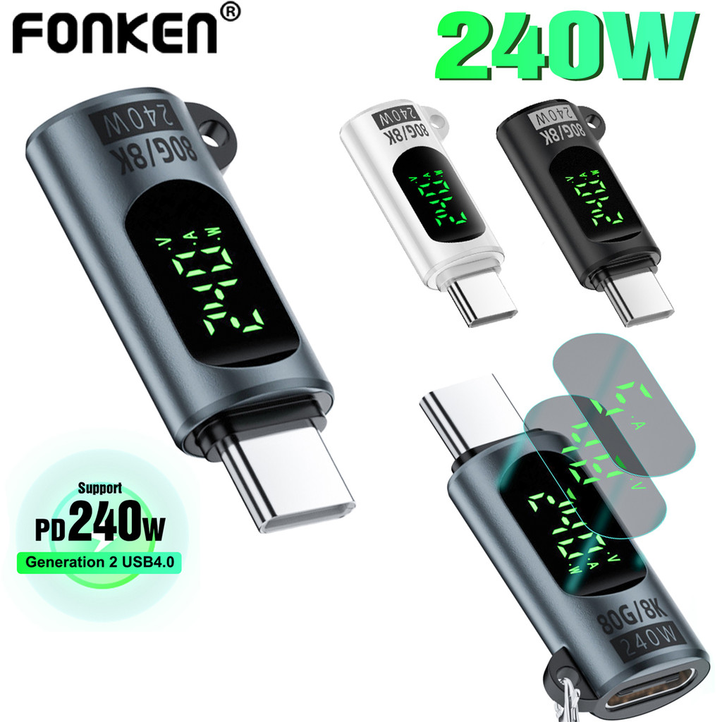 Fonken Type C Digital Display Charging Adapter USB 4.0 Type C Data ...