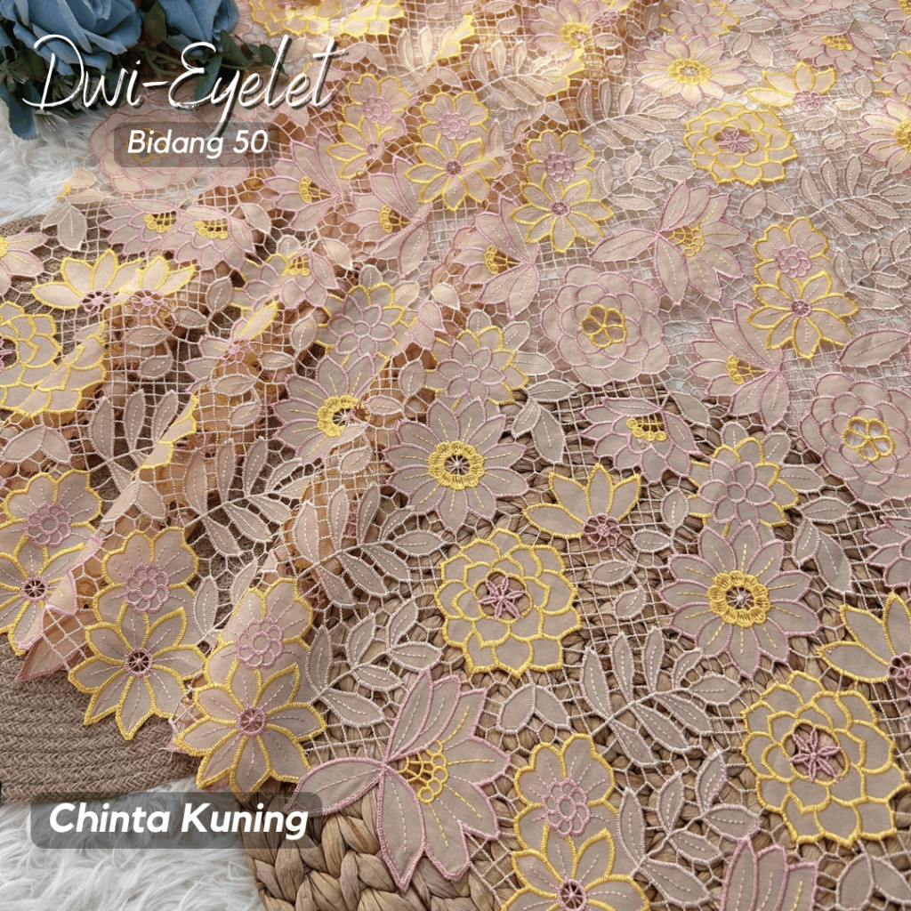 (2 Meter)HOT EMBROIDERY DWI EYELET KAIN PASANG I KAIN ELA I SULAM TEBUK ...