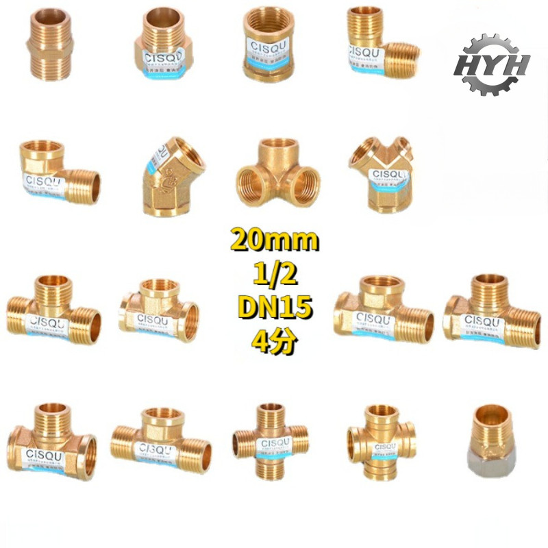[HYH] 20mm Copper Tee Elbow Inner Outer Thread Joint Double Inner Thread Direct Outer Thread ...