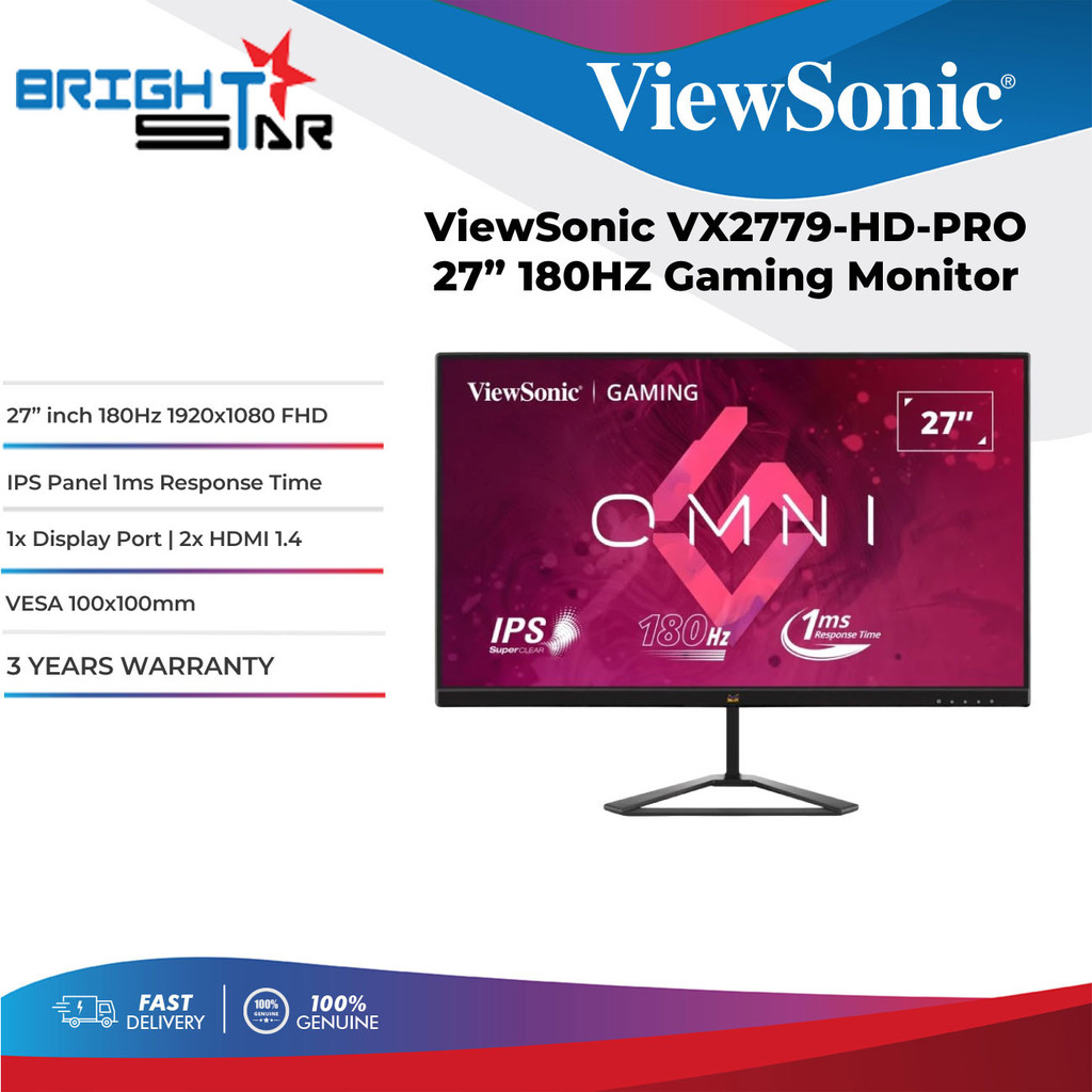 VIEWSONIC VX2779-HD-PRO 27” FHD 180Hz Gaming Monitor | Shopee Malaysia