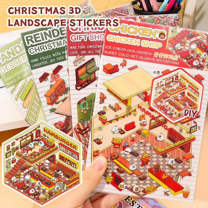 Christmas Scene Stickers - 3D Stacking Landscape Sticker - DIY Hand ...
