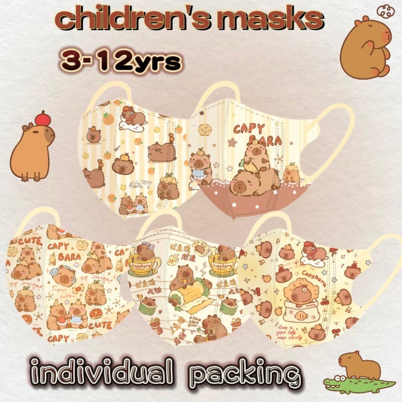 10pcs Capybara Kawaii Surgical Mask Adult Kid Disposable Protective ...