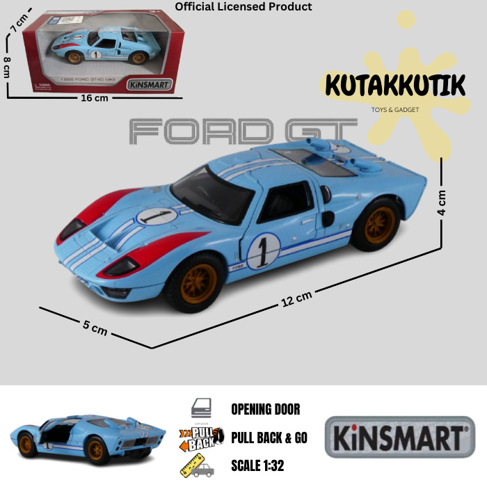 Kinsmart 1966 Ford GT40 MKII Racing Sedan Car Diecast Collection Car ...