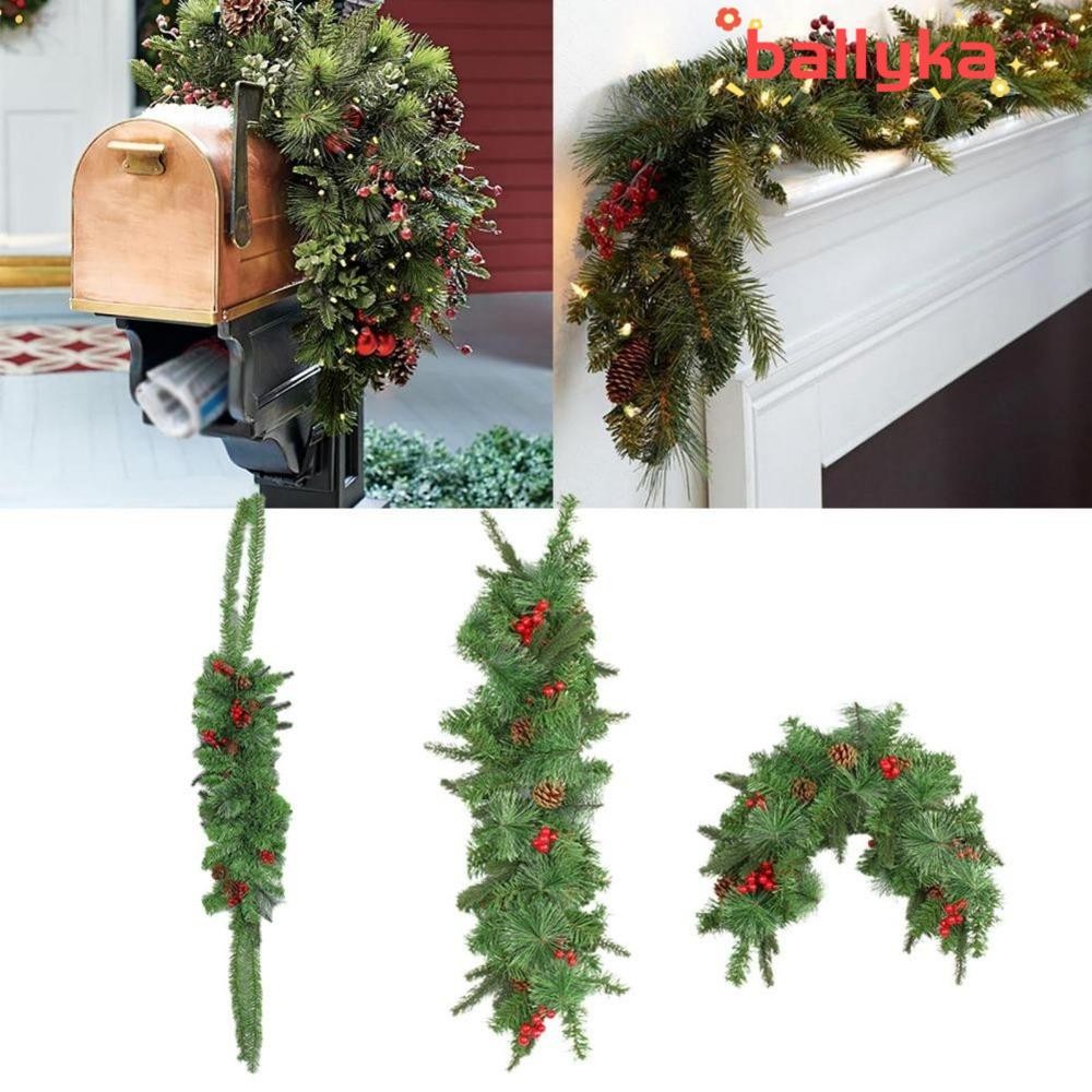 BALLYKA Christmas Mailbox Swag, 36IN Red Berries Pre-Lit Mail Box Swag ...
